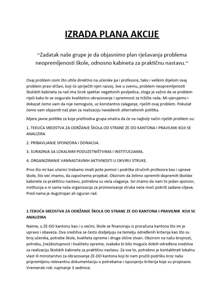 Izrada Plana Akcije | PDF