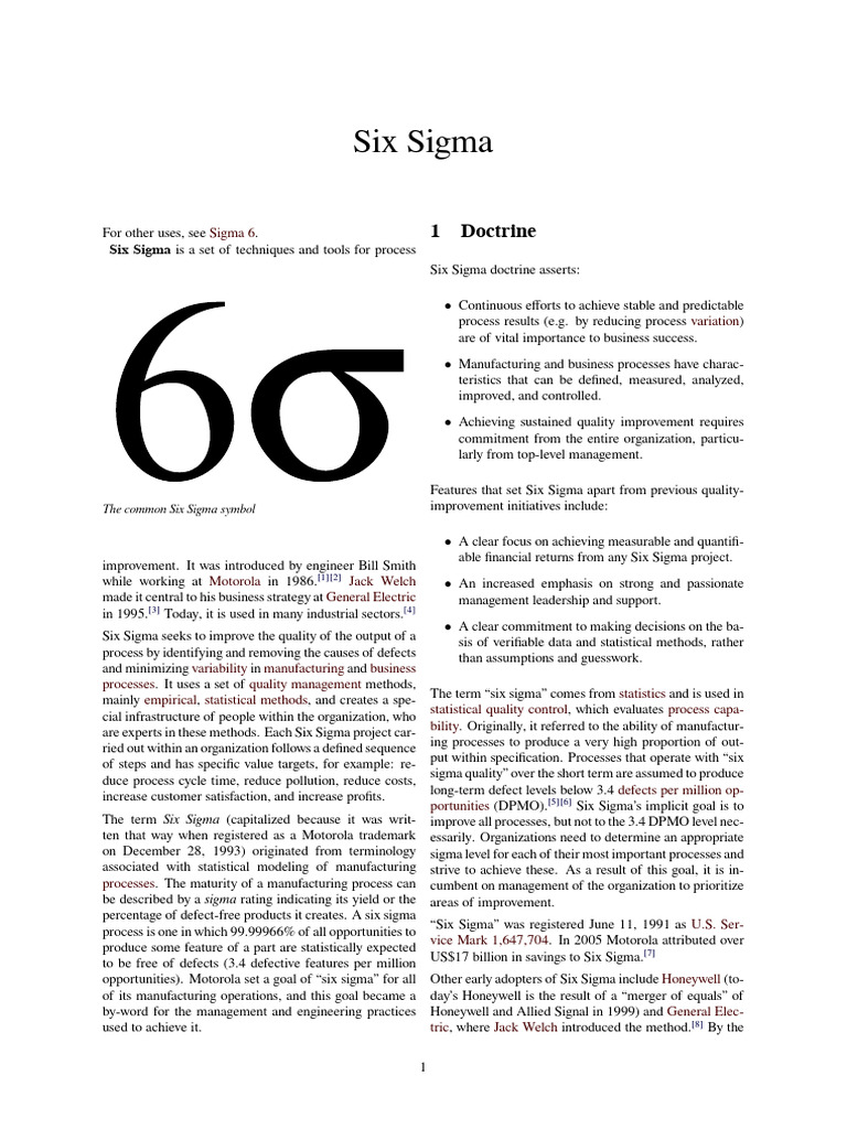 Six Sigma Wikipedia Aug 7 2016 | PDF | Six Sigma | Standard Deviation