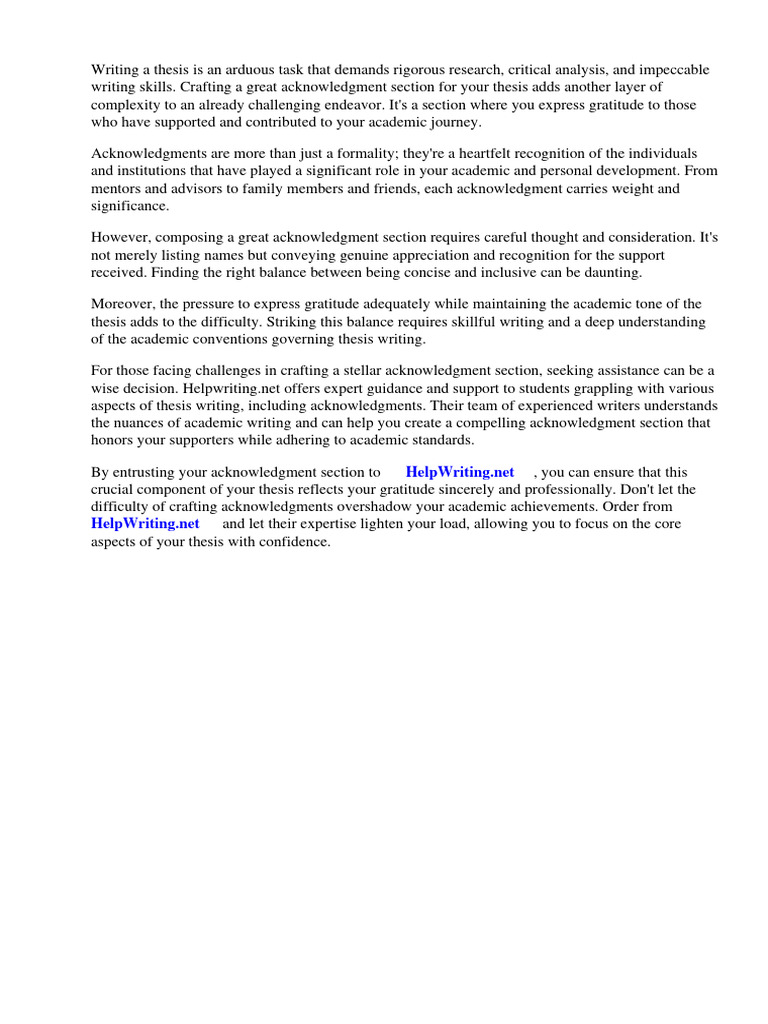 Great Acknowledgement for Thesis | PDF