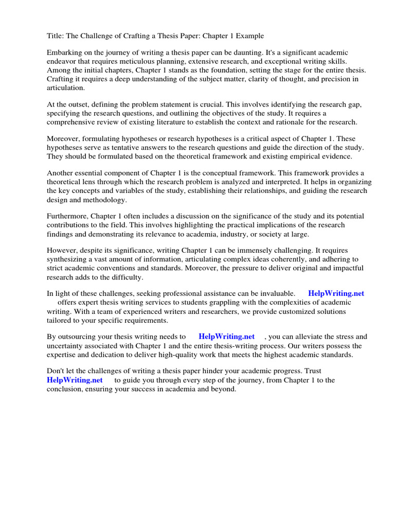 Thesis Paper Chapter 1 Example | PDF | Computer Network | Thesis