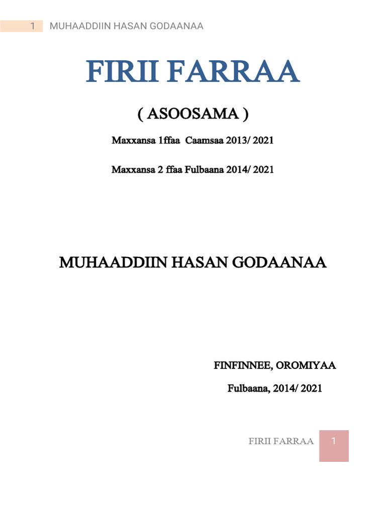 Asoosama 'Firii Farraa' 2014/2021 | PDF