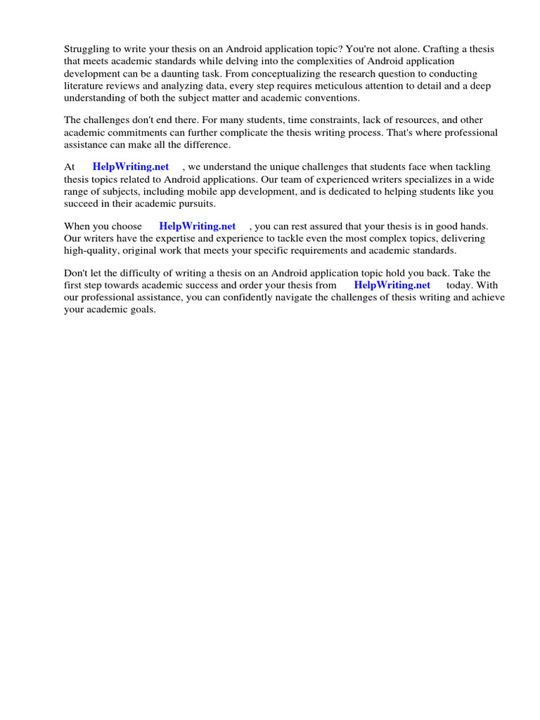 Thesis Topic For Android Application | PDF | Business | Computers