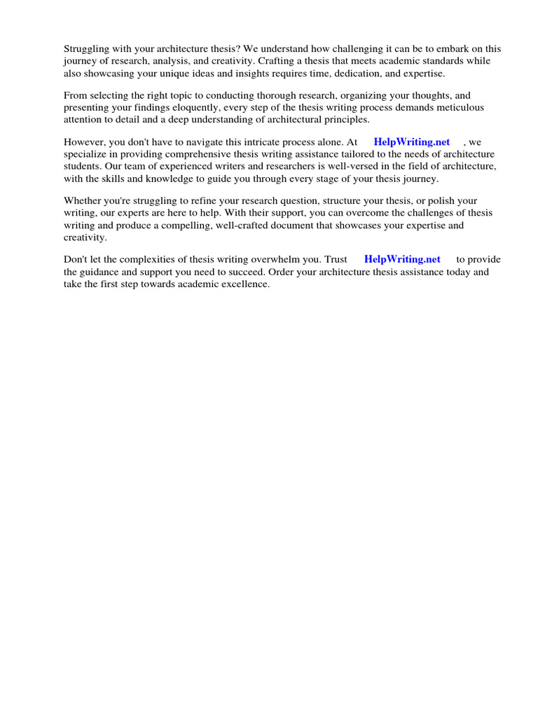 Nca Architecture Thesis List | PDF