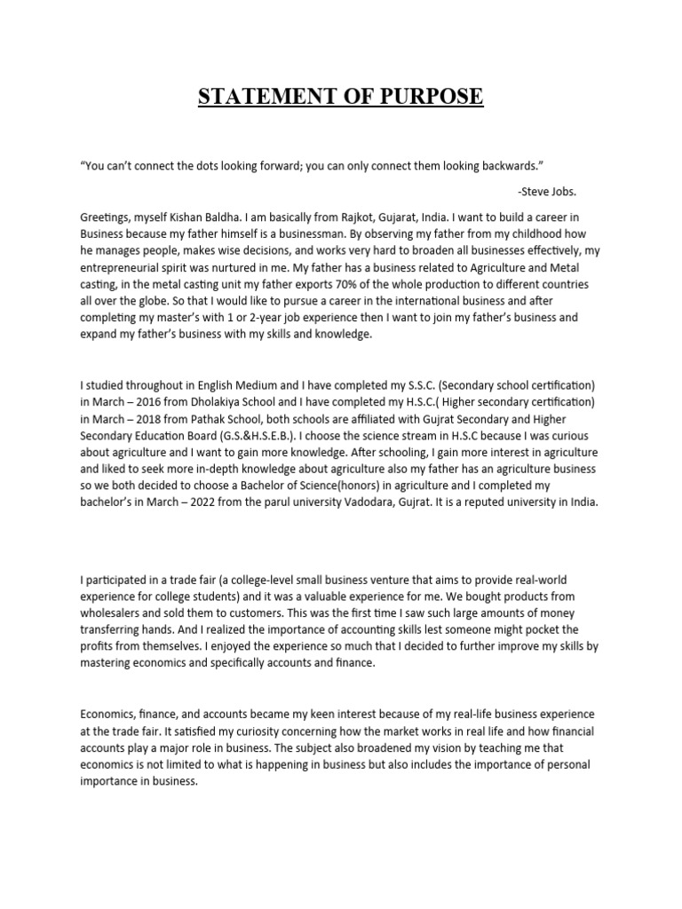 Statement of Purpose | PDF | Economics | Market (Economics)