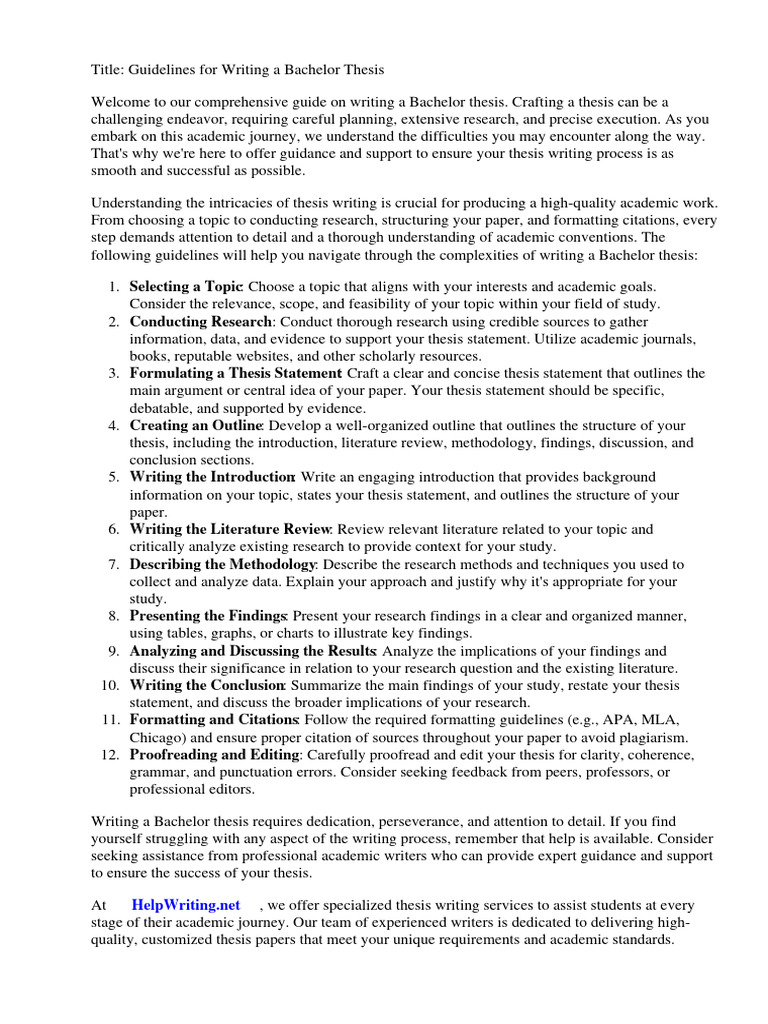 Guidelines Writing Bachelor Thesis | PDF