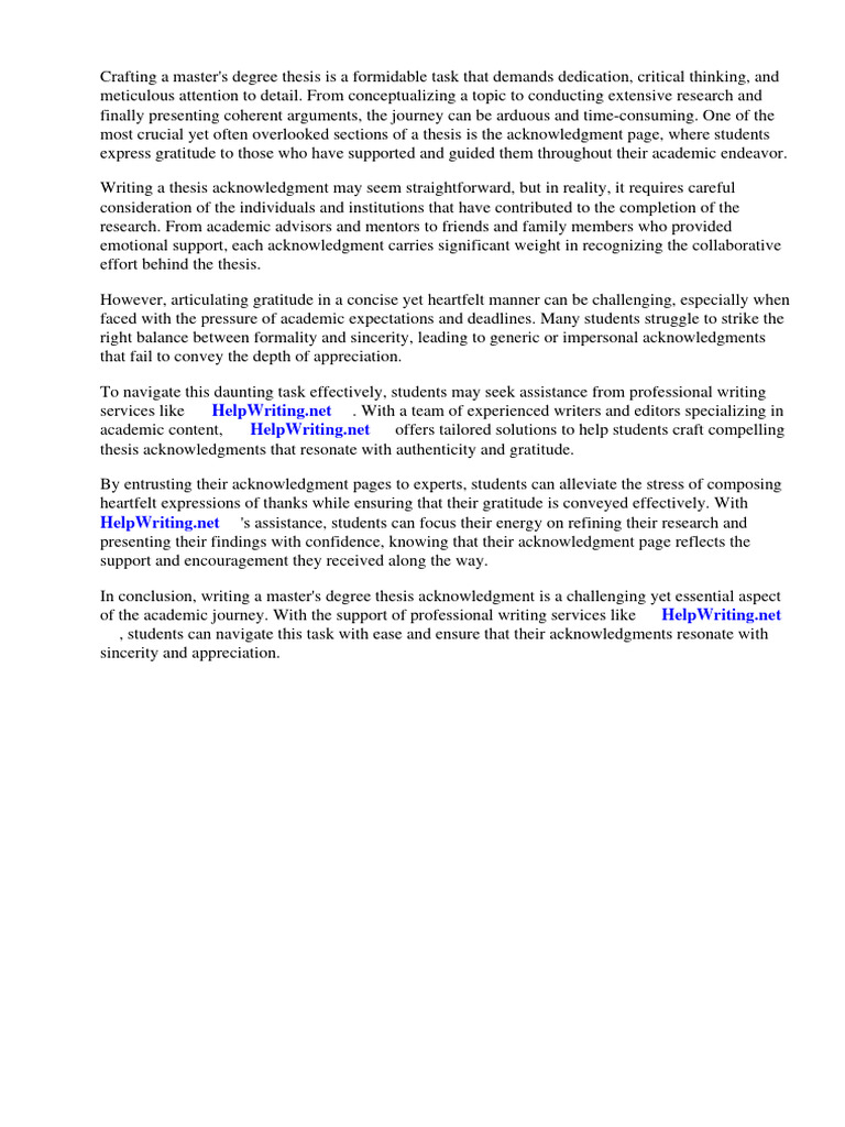 Master Degree Thesis Acknowledgement | PDF | Thesis | Doctor Of Philosophy