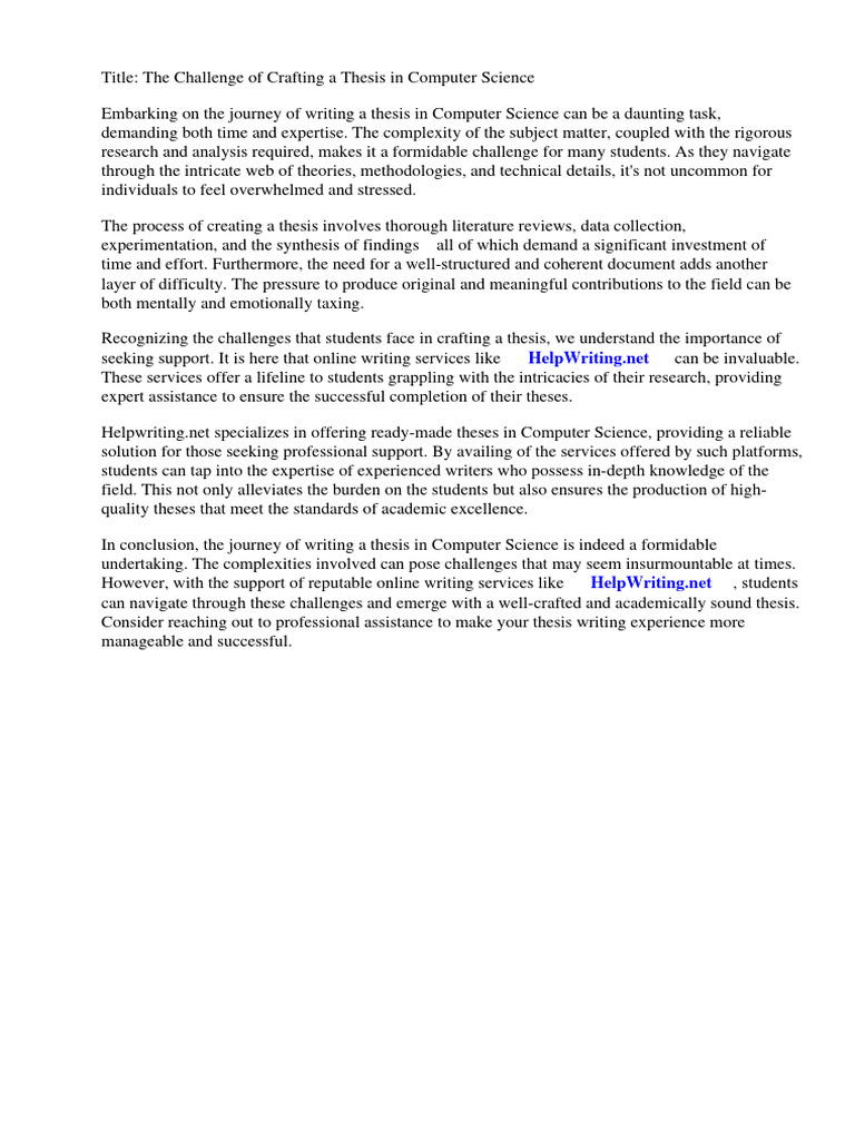 Readymade Thesis in Computer Science | PDF | Thesis | Science