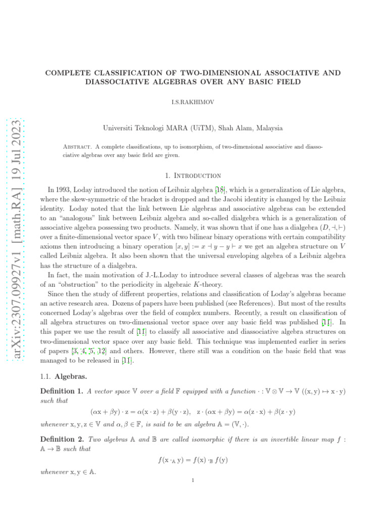 Di Algebra Pdf Field Mathematics Abstract Algebra