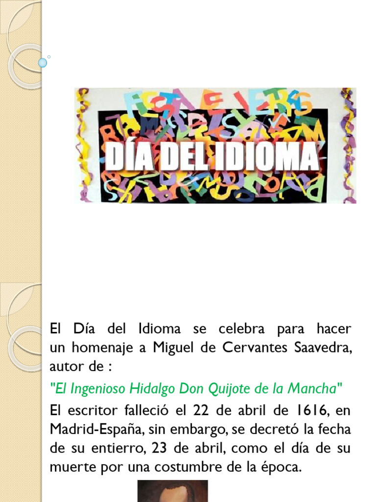 Celebración del Día del Idioma Español | PDF | Ciencias sociales ...