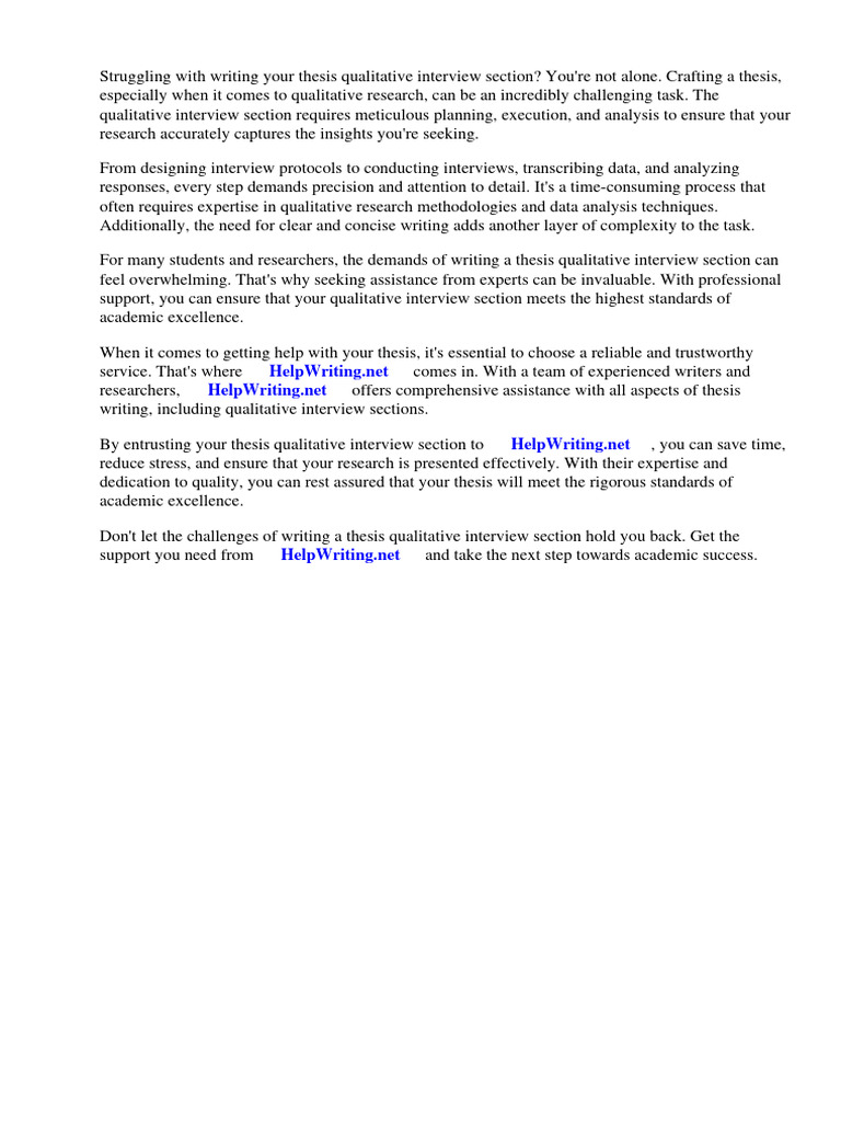 Thesis Qualitative Interview | PDF | Qualitative Research ...