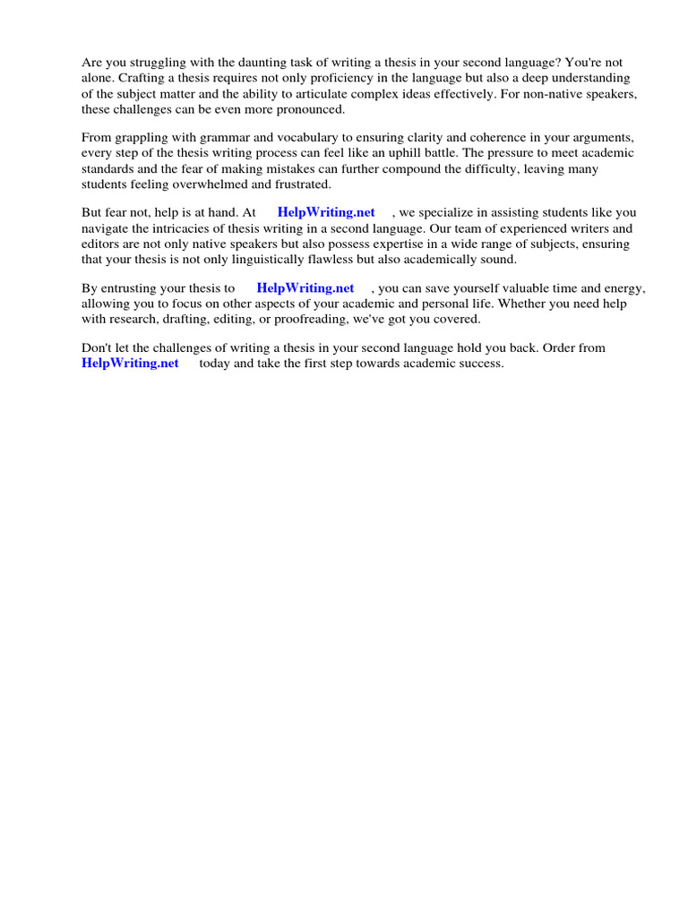 Thesis Writing Second Language | PDF