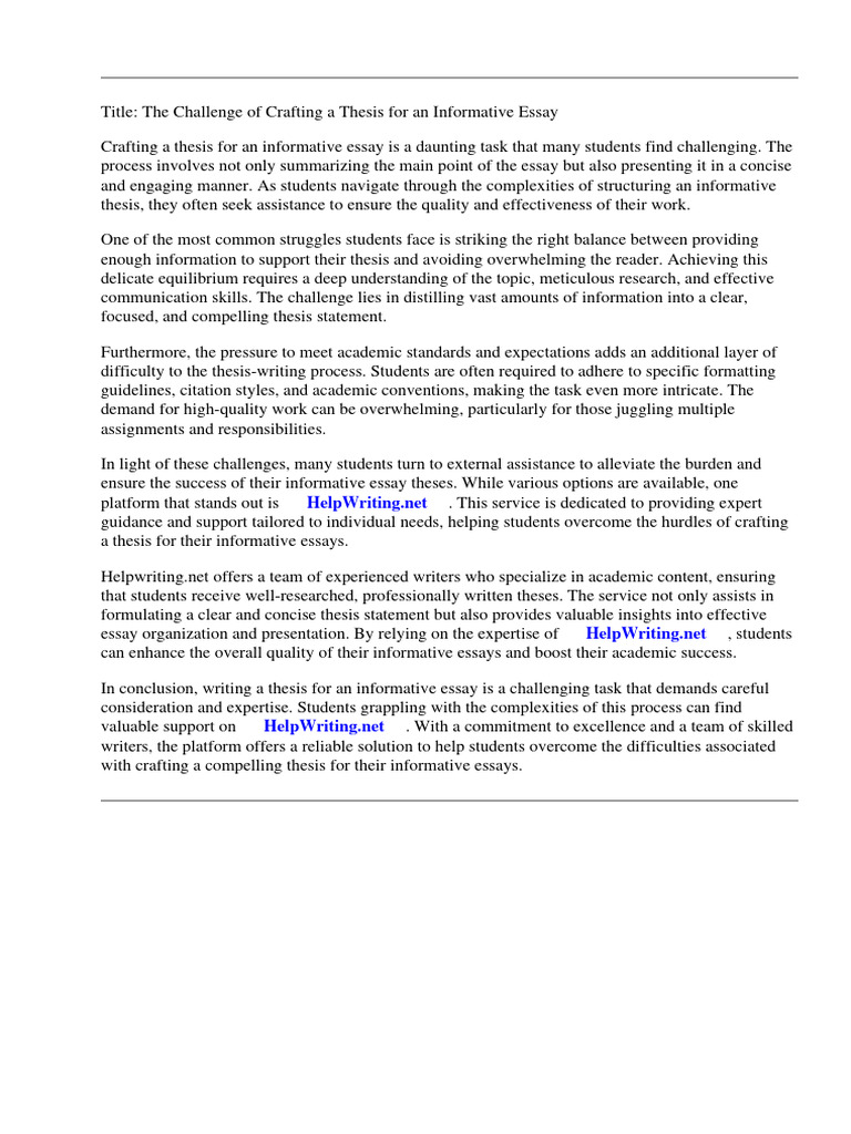 Crafting a Thesis for Informative Essays | PDF | Essays | Thesis