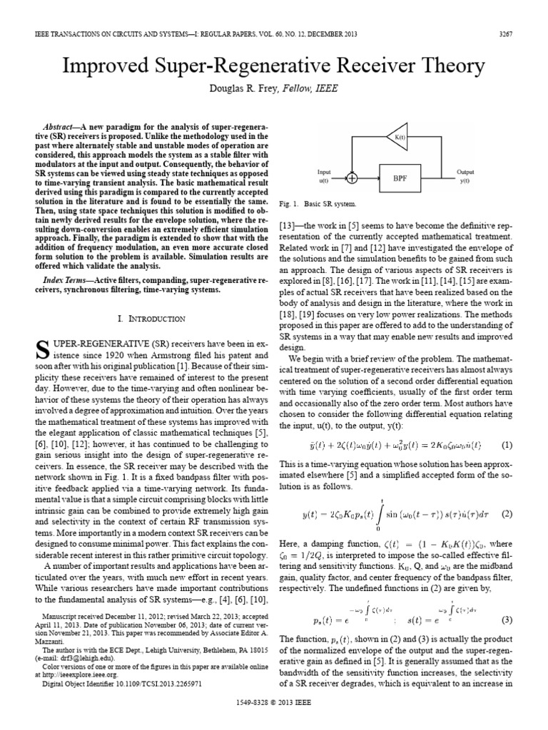 ImprovedSuper RegenerativeReceiverTheory | Download Free PDF | Filter (Signal Processing ...