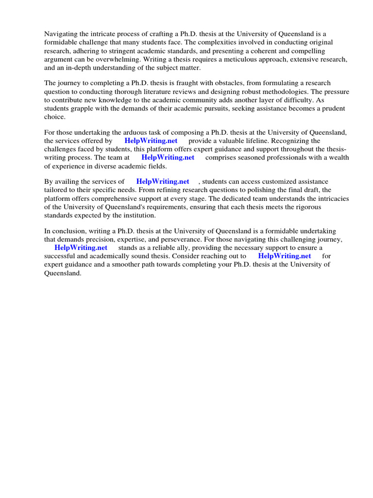 PHD Thesis University of Queensland | PDF | Doctor Of Philosophy | Thesis