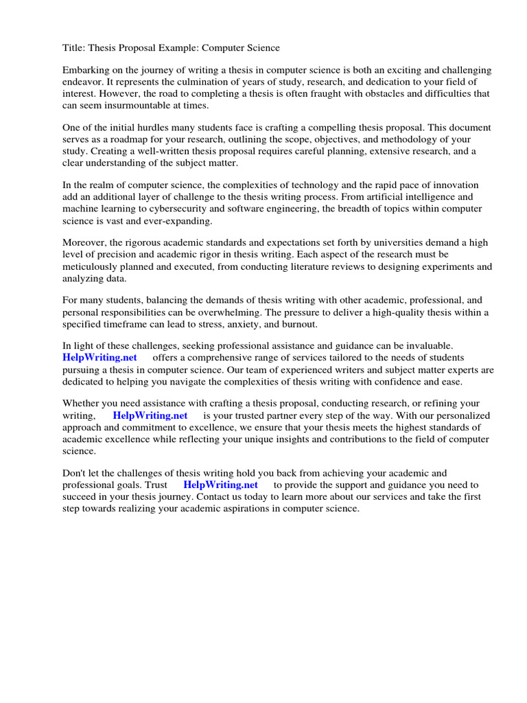 Thesis Proposal Example Computer Science | PDF | Thesis | Science