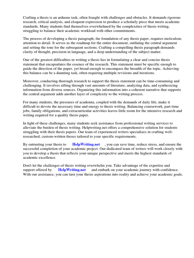 Thesis Paragraph Example | PDF