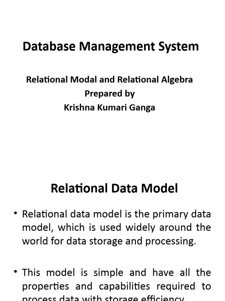 Lec 6 Relational Data Modeland Relational Algebra | PDF