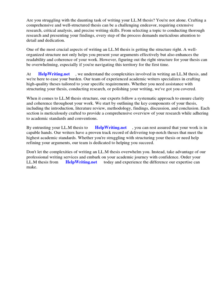 LLM Thesis Structure | PDF | European Union | Thesis