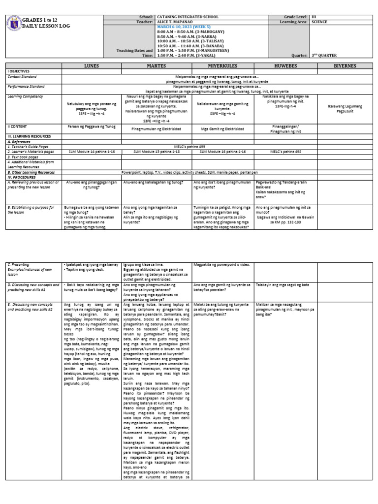 DLL_SCIENCE 3_Q3_W5 | PDF