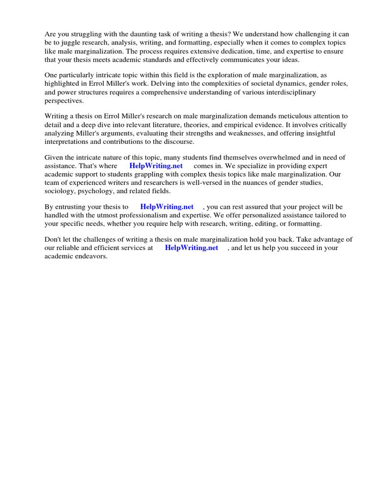 Errol Miller Male Marginalization Thesis | Download Free PDF | Social ...