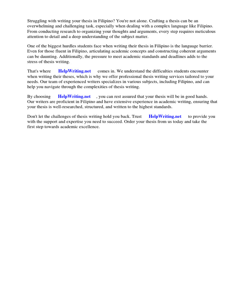Thesis Sa Filipino Example | PDF
