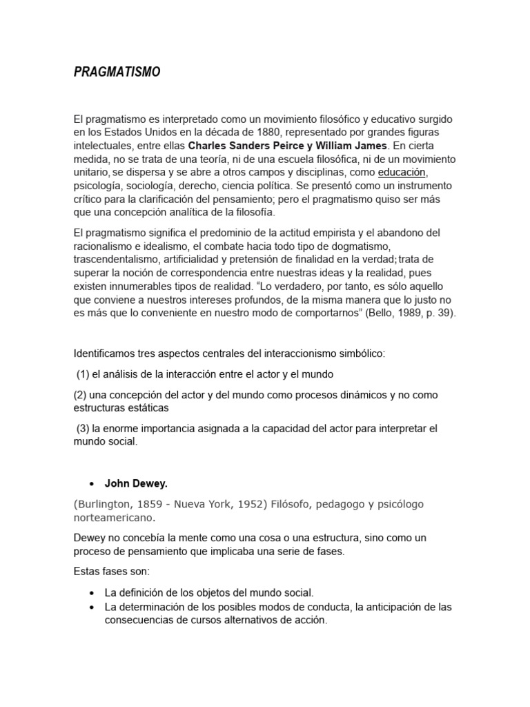 PRAGMATISMO | PDF | Pragmatismo | John Dewey