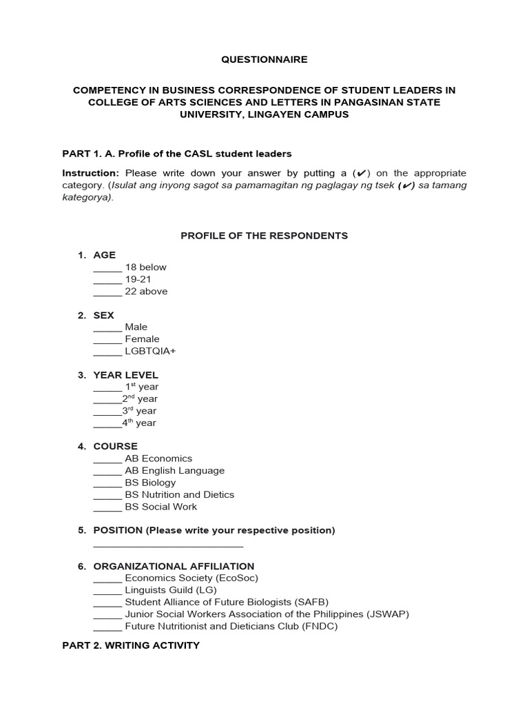 Questionnaire 2 | PDF | Mind | Reason