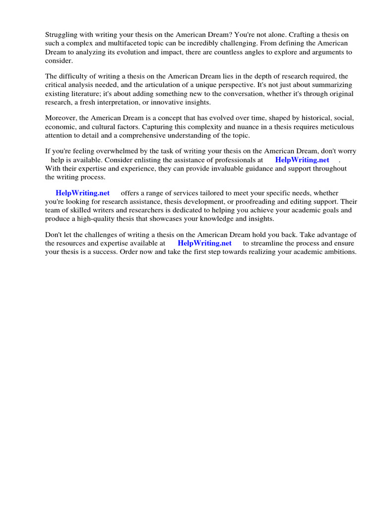 American Dream Thesis Help | PDF | American Dream | The Great Gatsby