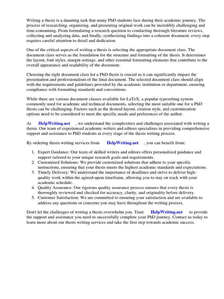 Document Class for Phd Thesis | PDF