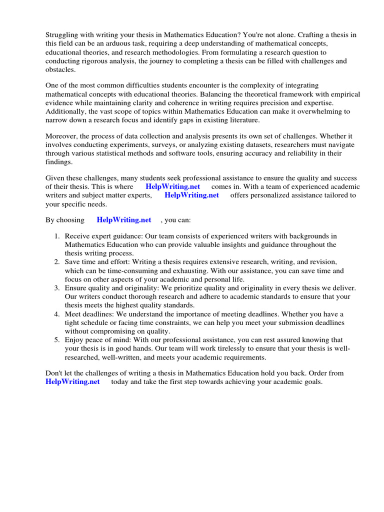 Thesis in Mathematics Education | PDF