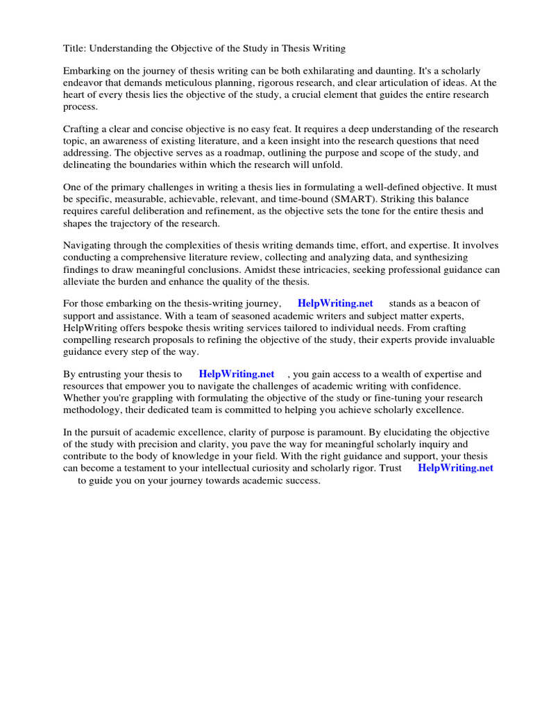 Thesis Writing: Study Objective Guide | PDF | Investing | Stocks