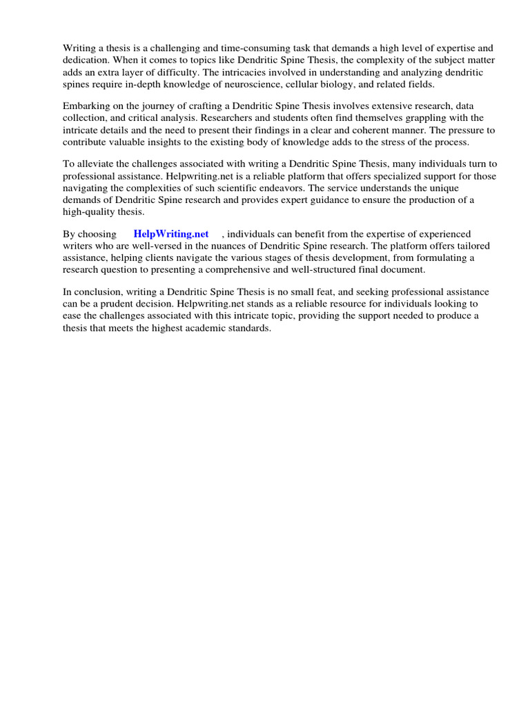 Dendritic Spine Thesis | PDF