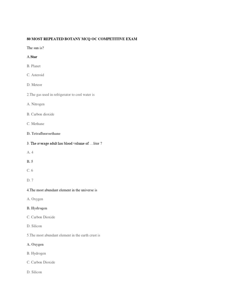 Botany MCQs for Competitive Exams | PDF | Hydroponics | Fermentation