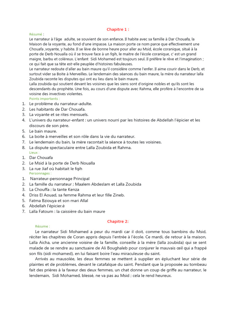 La Boîte à Merveilles de Dar Chouafa | PDF