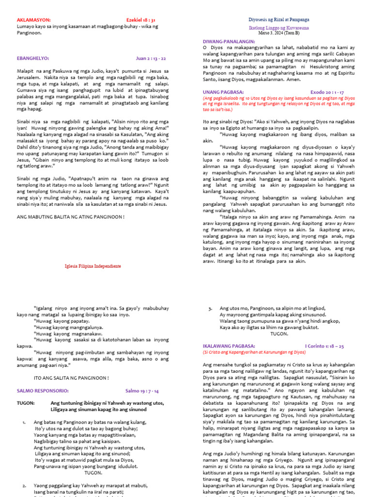 3rd SUNDAY IN LENT (B) | PDF