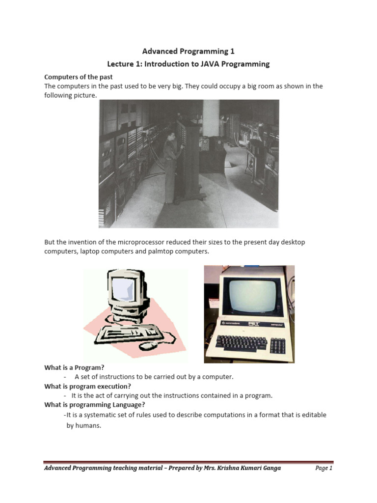 Lecture 1 Java | PDF Lecture 1 Java | PDF