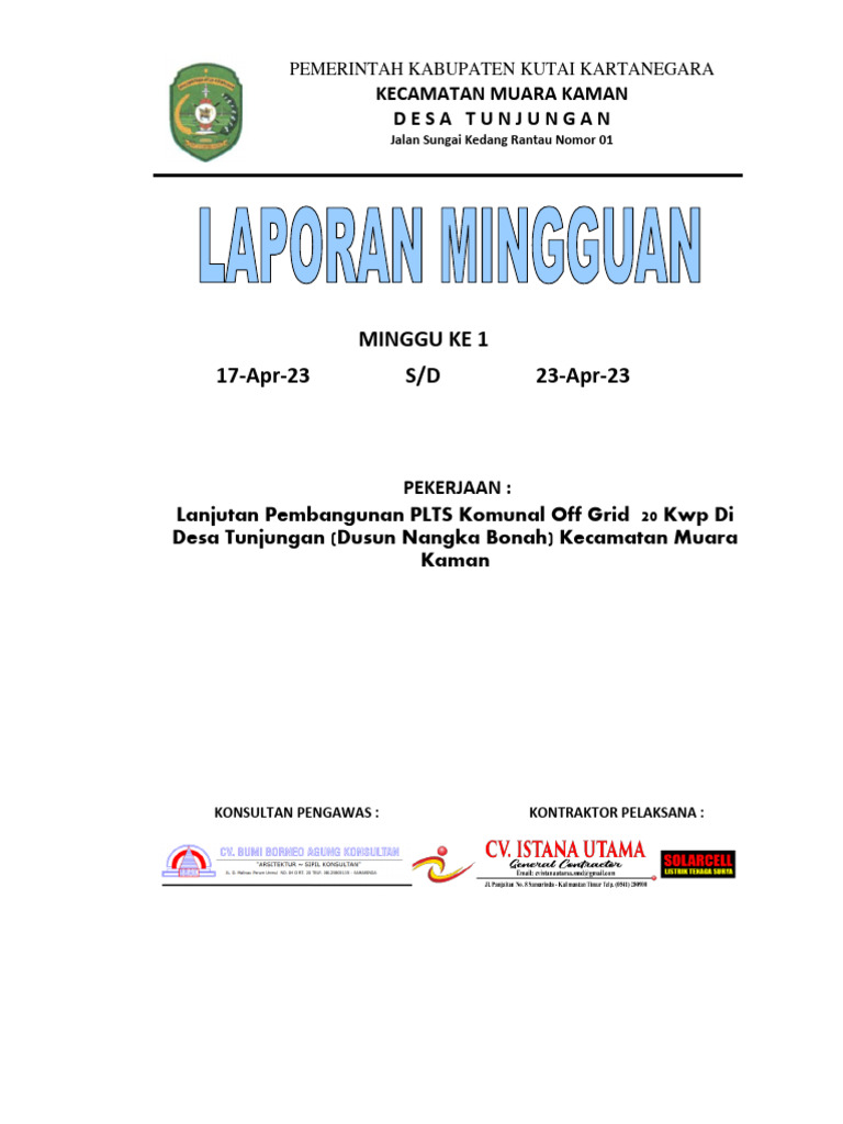 Progres Minggu 1-3 Dan LKPP PLTS | PDF
