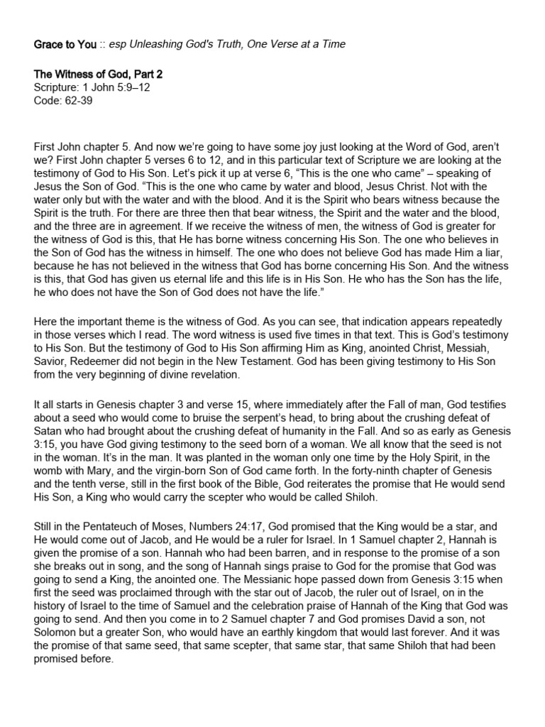 The Witness of God, Part 2 Feb 22 2024 | PDF | Religion & Spirituality