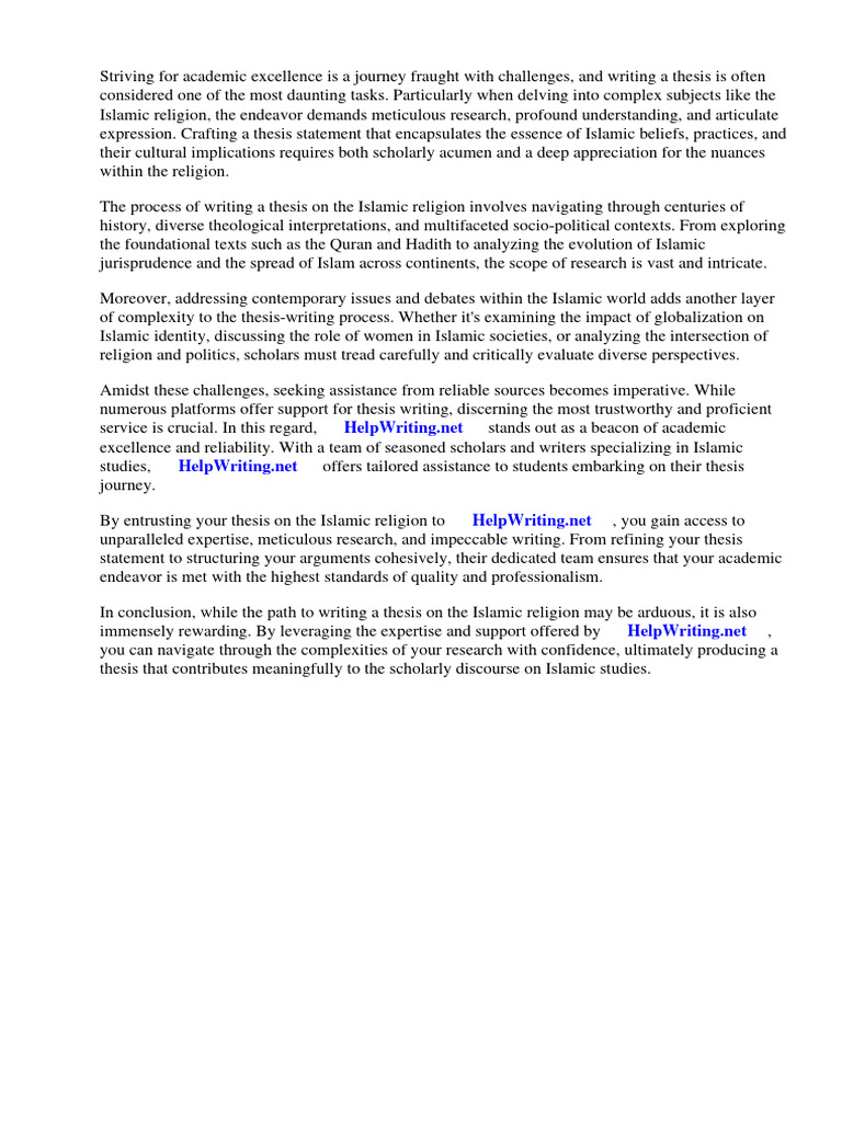 Islamic Religion Thesis Statement | PDF