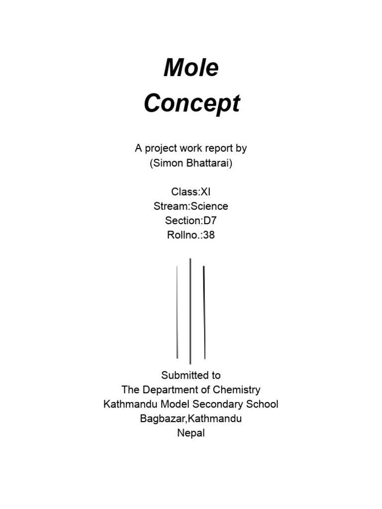 The Mole Concept Project Work | PDF | Mole (Unit) | Stoichiometry