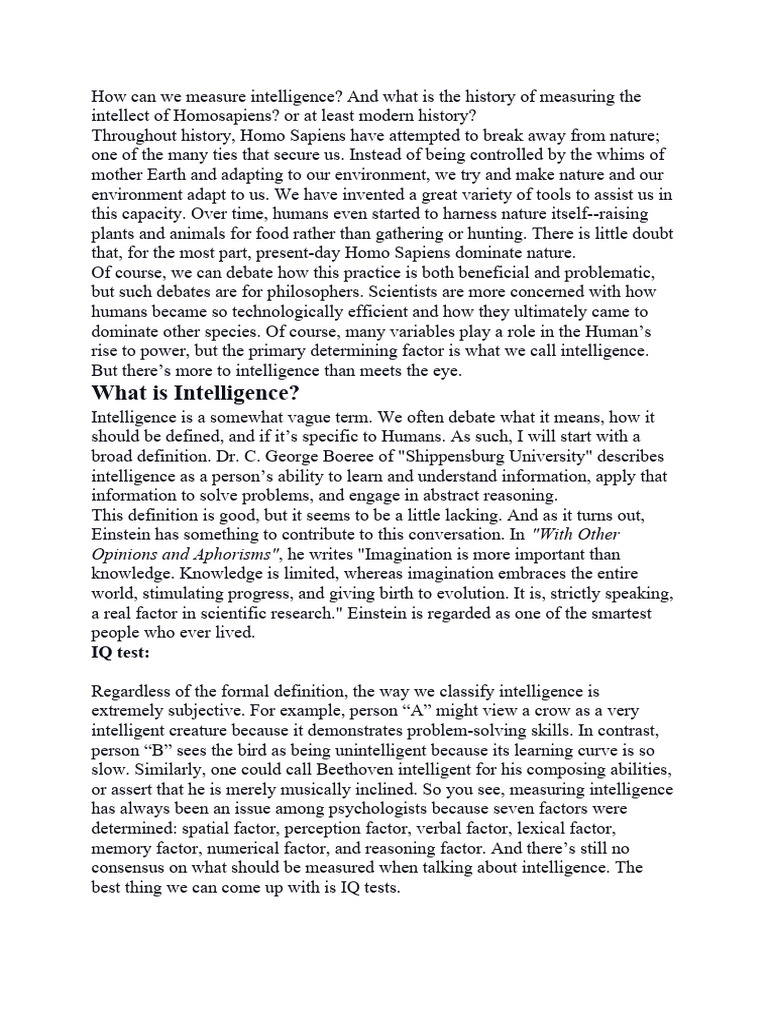 How Can We Measure Intelligence | PDF | Intelligence | Intelligence ...