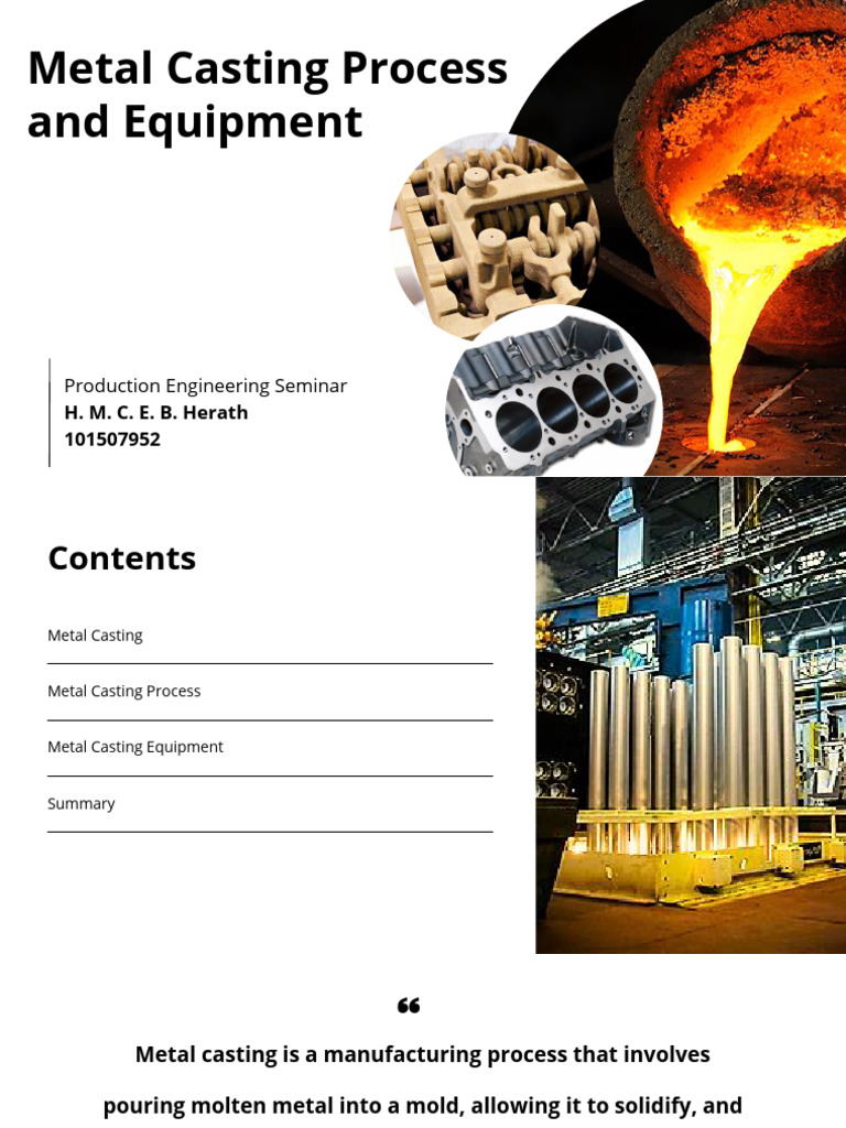 Metal Casting Process and Equipment - PPT - Final | PDF | Casting | Applied And ...