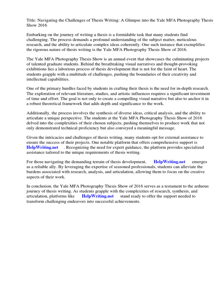 Yale Mfa Photography Thesis Show 2016 | PDF | Wiki | Websites