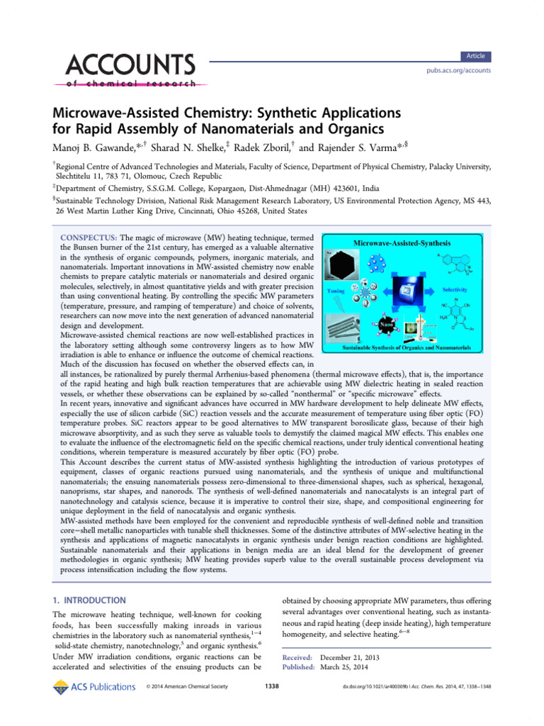 Microwave Chemistry for Nanomaterials Synthesis | PDF | Chemical ...