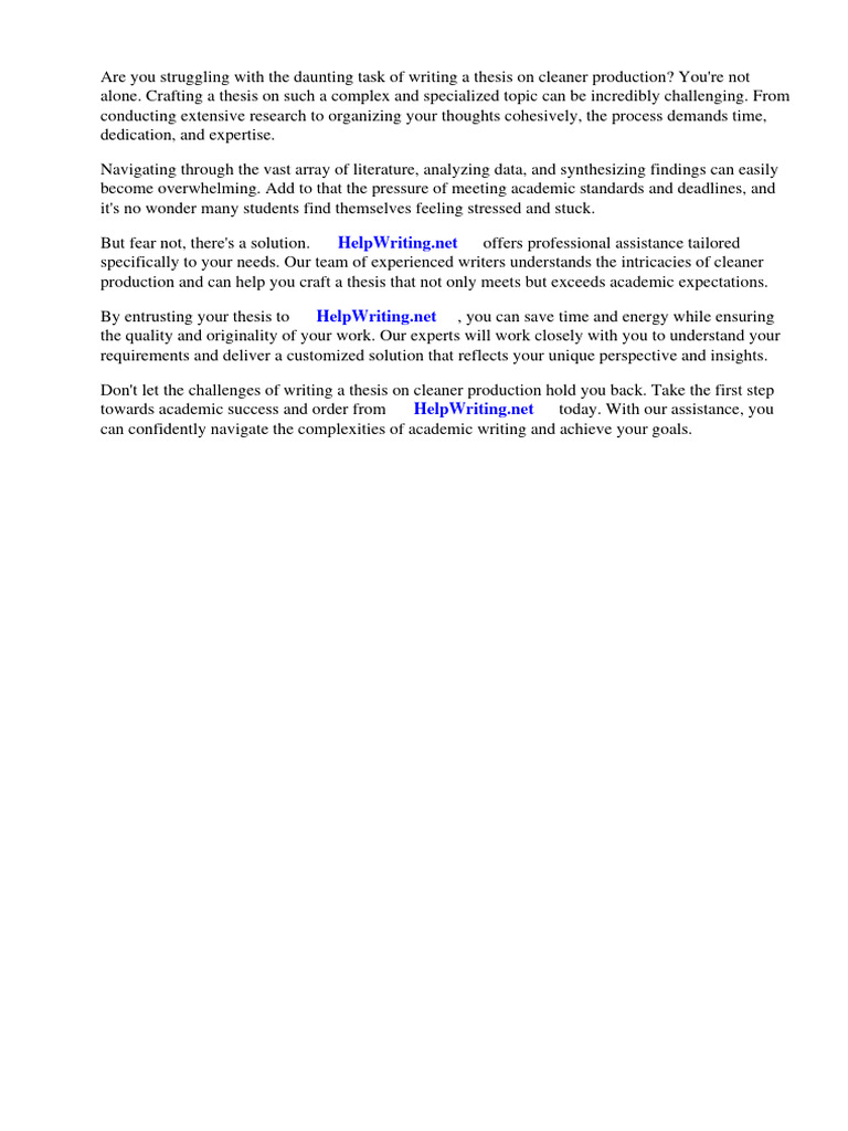 Thesis On Cleaner Production | PDF