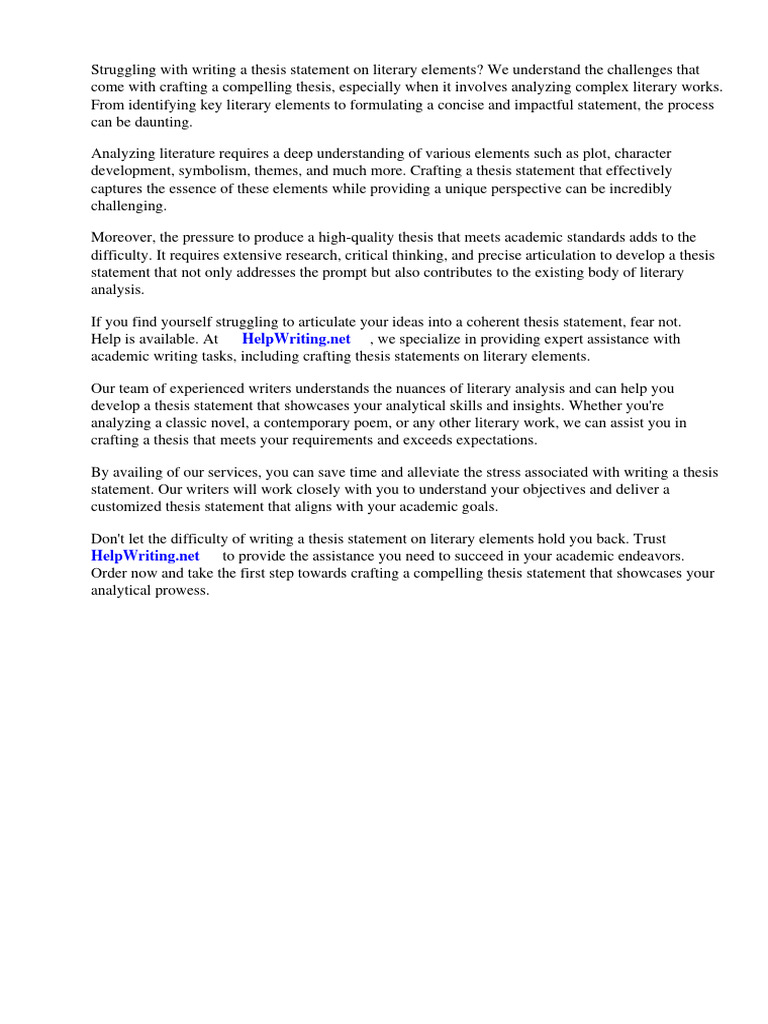 Thesis Statement On Literary Elements | PDF