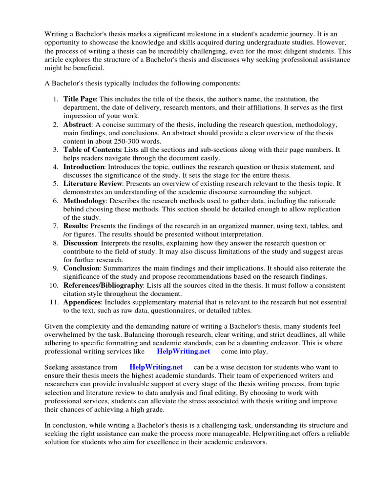 Bachelors Thesis Structure | PDF | Thesis | Doctor Of Philosophy