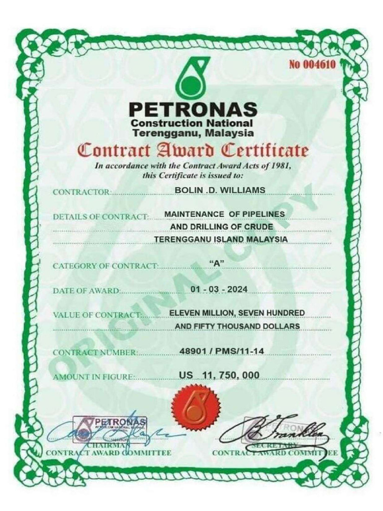 Contract Award Certificate | PDF