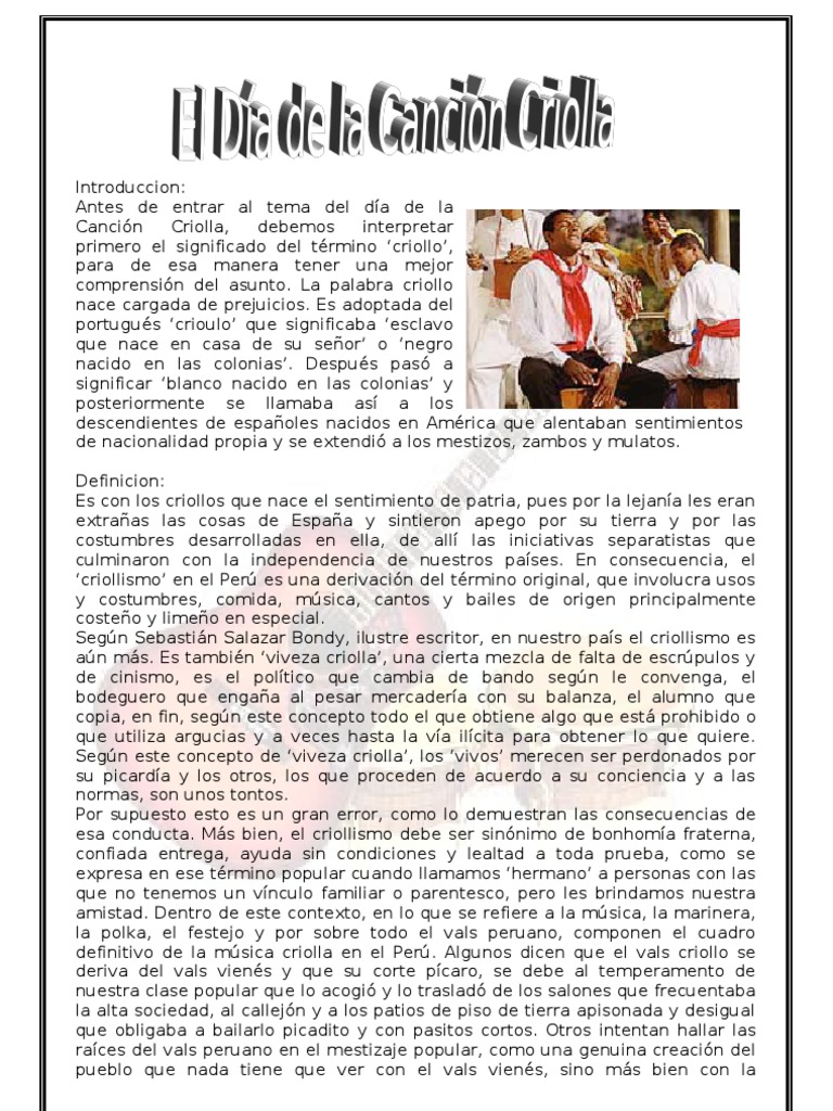El Día de La Canción Criolla | PDF | Valses | Perú