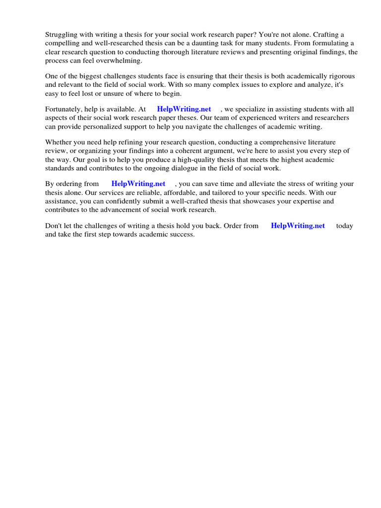 Social Work Research Paper Thesis Pdf